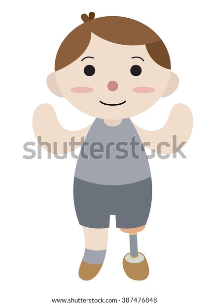 Disabled Man Artificial Leg Cartoon Vector: vector de stock (libre de ...