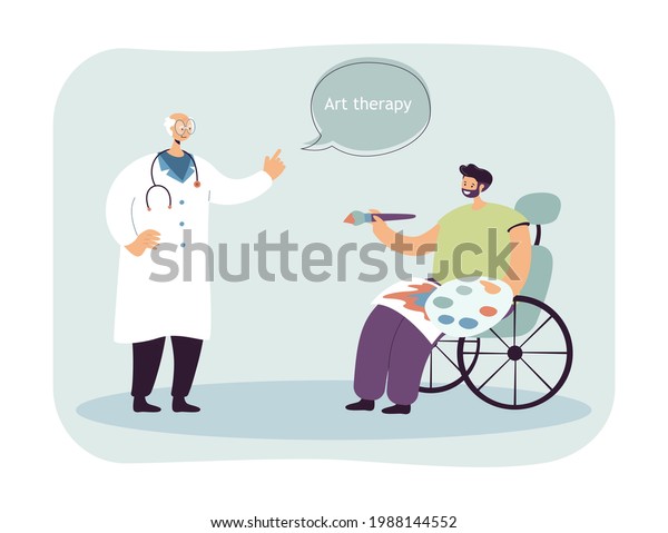 Disabled Man Drawing Vector Illustration Male Stock Vector (Royalty ...