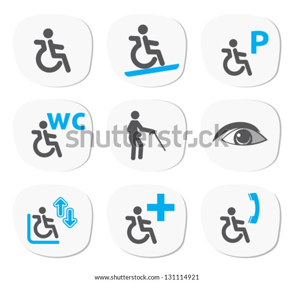 Disabled People Signs Stock Vector (Royalty Free) 131114921 | Shutterstock