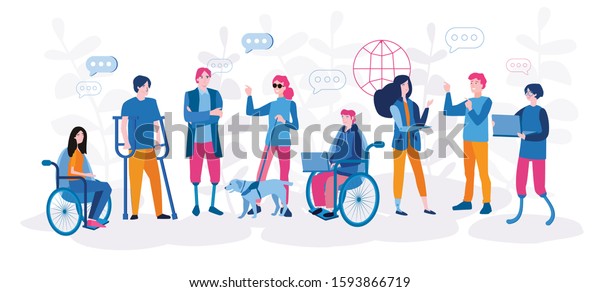 Disabled People Work Together Office World Stock Vector (Royalty Free ...