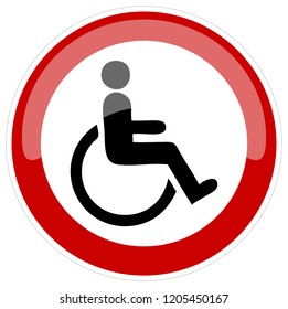 Disabled Red White Round Sign Stock Vector (Royalty Free) 1205450167 ...