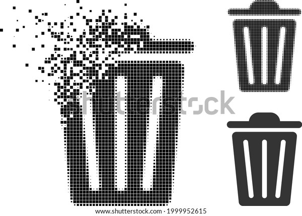 Disappearing Pixelated Trash Can Pictogram Halftone Stock Vector ...