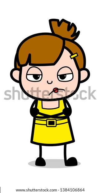 Disappointed Face Expression Cute Girl Cartoon Stock Vector (Royalty ...