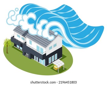 Disaster Hits Home Tsunami Stock Vector (Royalty Free) 2196451803 ...