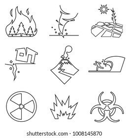 Disaster Strikes Set Icons Black White Stock Vector (Royalty Free ...