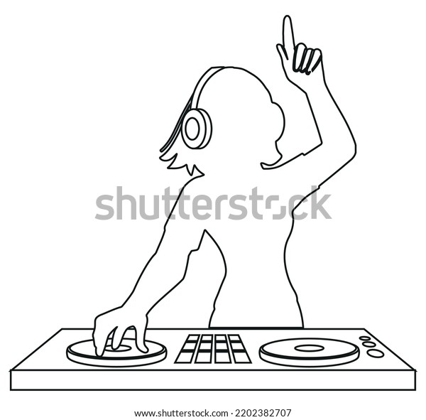 Disc Jockey Isolated Line Drawing Vector Stock Vector (Royalty Free ...