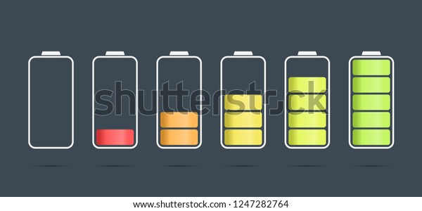 Discharged Fully Charged Batteries Isolated Vector Stock Vector ...