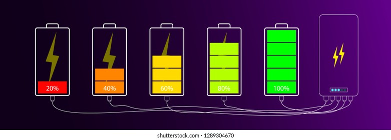 Discharged Fully Charged Smartphone Battery Battery Stock Vector ...