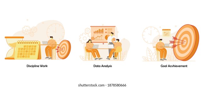Discipline Office Work Activity Graphic Set Stock Vector (Royalty Free ...