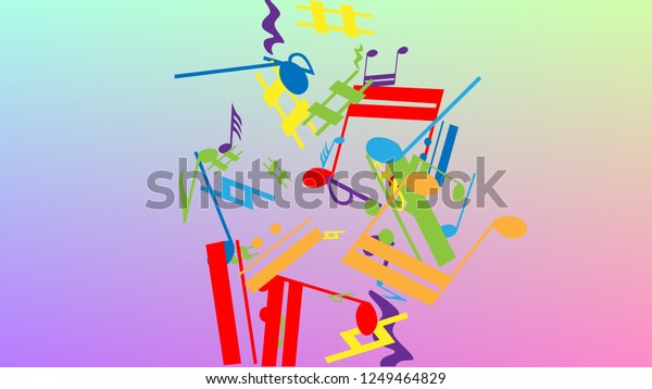 Disco Background Colorful Musical Notes Symbol Stock Vector (Royalty ...