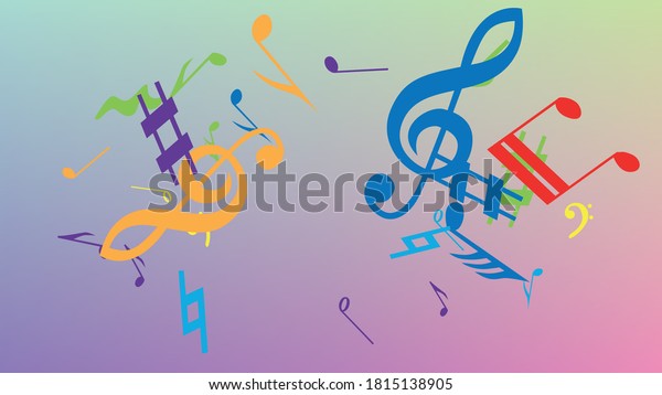 Disco Background Colorful Musical Notes Symbol Stock Vector (Royalty ...