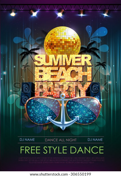 Disco Background Summer Beach Disco Party Stock Vector (Royalty Free ...