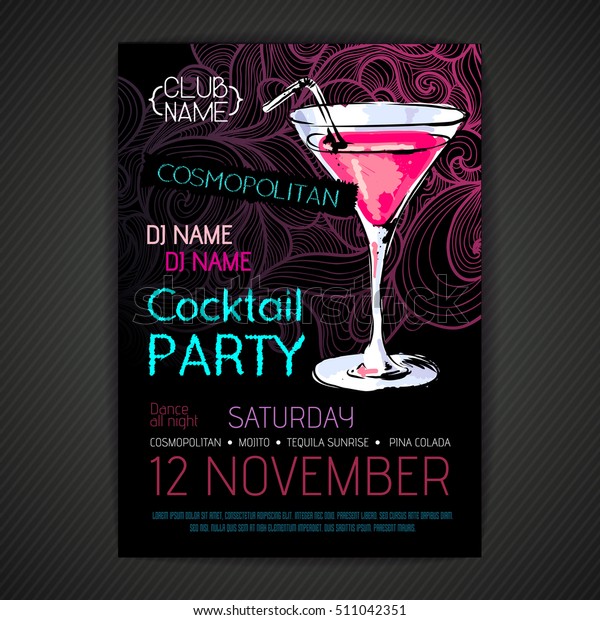 Disco Cocktail Party Poster Stock Vector (Royalty Free) 511042351