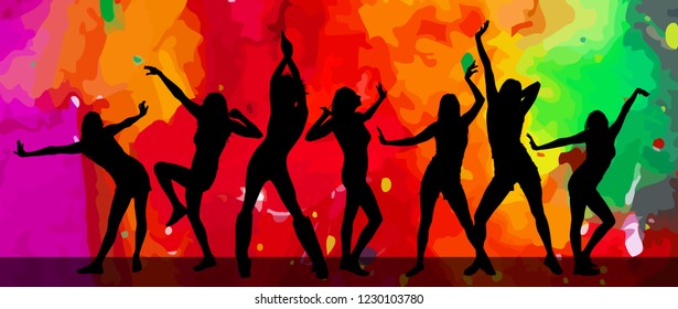 Disco Dancing Girls Vector Illustration Stock Vector (Royalty Free ...