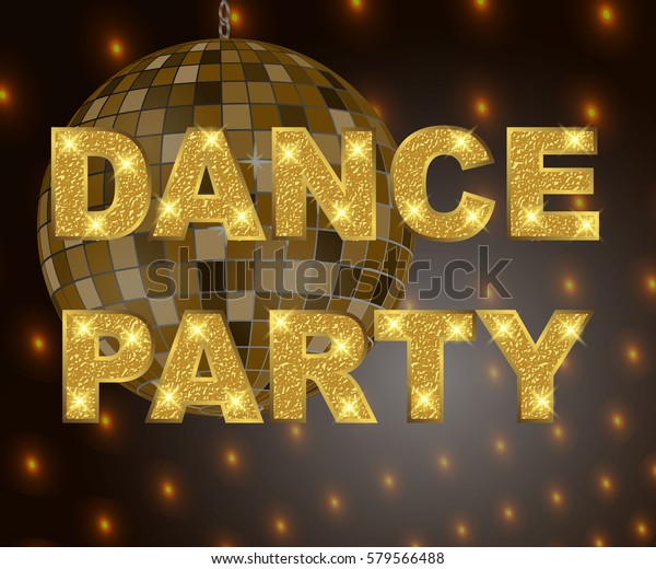 Disco Party Background Gold Glitter Text Stock Vector (Royalty Free ...