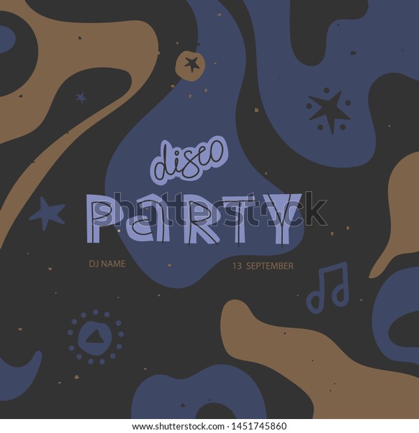 Disco Party Cartoon Typography Space Theme Stock Vector (Royalty Free ...