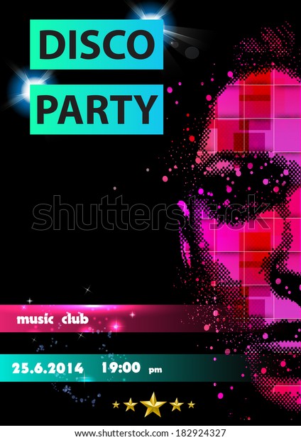 Disco Party Poster Background Template Stock Vector (Royalty Free ...