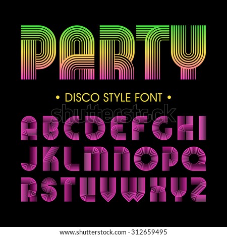 Disco Party Style Font เวกเตอร์สต็อก (ปลอดค่าลิขสิทธิ์) 312659495 ...