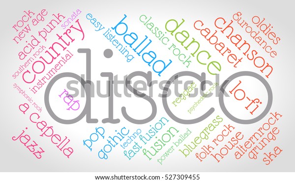 Disco Word Cloud Italic Font Gradient Stock Vector (Royalty Free ...