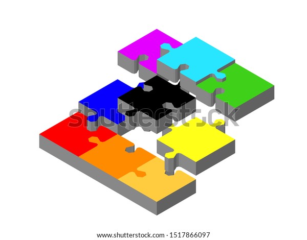 Disconnected Puzzle Isolated On White Background Stock Vector (Royalty ...