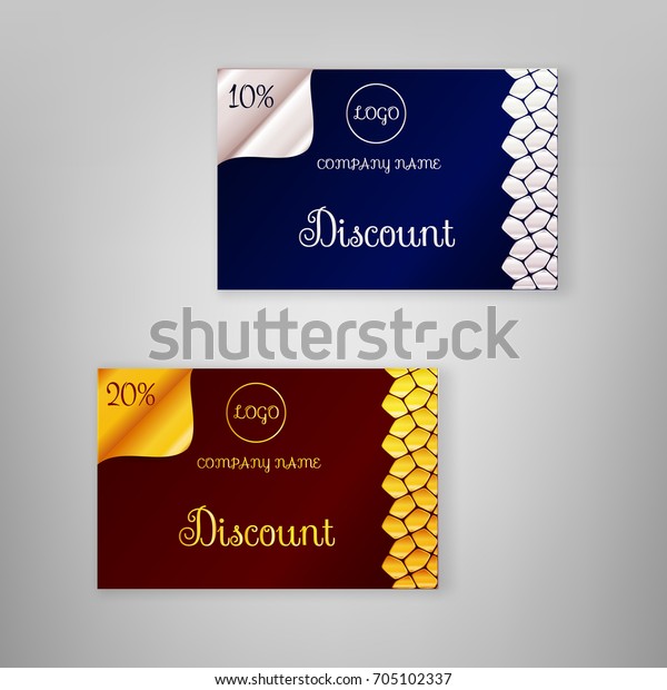 Discount Card Templates Curled Corner Metallic Stock Vector (Royalty ...