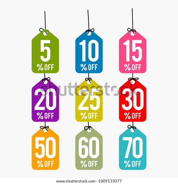 Discount Hanging Tag Words Vector Colourful Stock Vector (Royalty Free ...