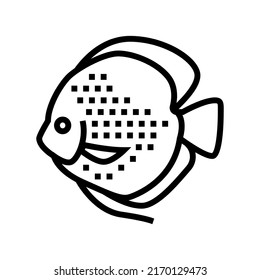 Discus Fish Line Icon Vector Discus Stock Vector (Royalty Free ...