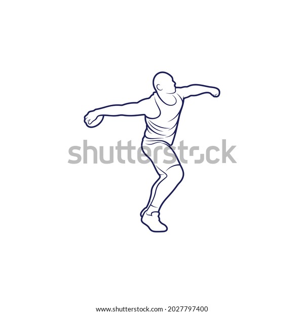 Discus Thrower Vector Illustration Outline Discus Stock Vector (Royalty ...