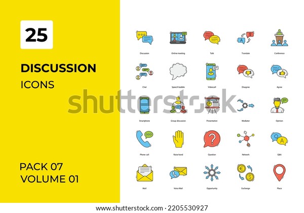Discussion Icons Collection Set Vector Line Stock Vector (Royalty Free ...