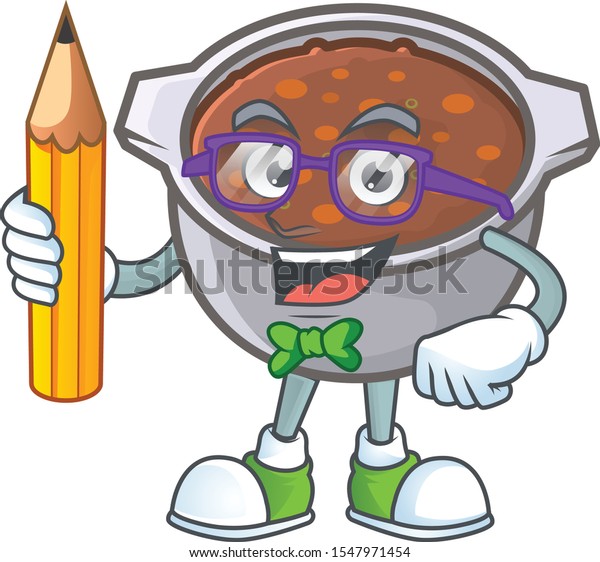 Dish Baked Beans Cartoon Student Holding Stock Vector (Royalty Free ...
