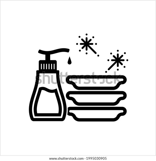 Dish Cleaning Icon Dish Washing Vector Stock Vector (Royalty Free ...