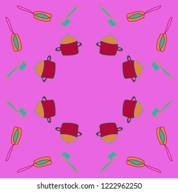 Dishes Pans Frying Pans Pattern Hand Stock Vector (Royalty Free ...