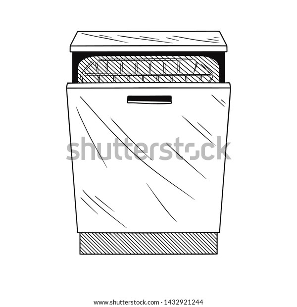 Dishwasher Isolated On White Background Vector Stock Vector (Royalty ...