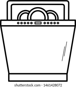 Dishwasher Outline Style Coloring Template Modification Stock Vector ...
