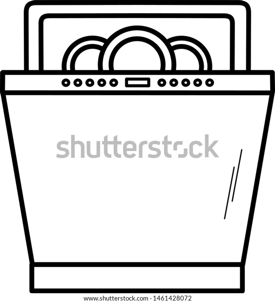 Dishwasher Outline Style Coloring Template Modification: เวกเตอร์สต็อก ...