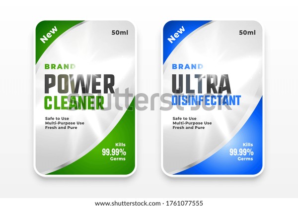 Disinfectant Cleaner Labels Template Design Concept Stock Vector ...