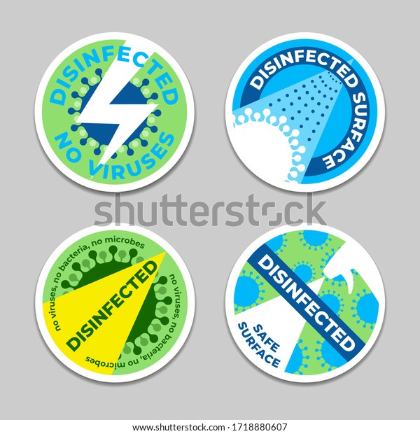 Disinfection Surface Stickers Set Vector Stickers Stock Vector (Royalty ...