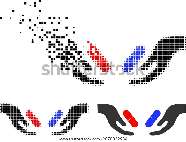 Disintegrating Pixelated Pill Choice Hands Glyph Stock Vector (Royalty ...