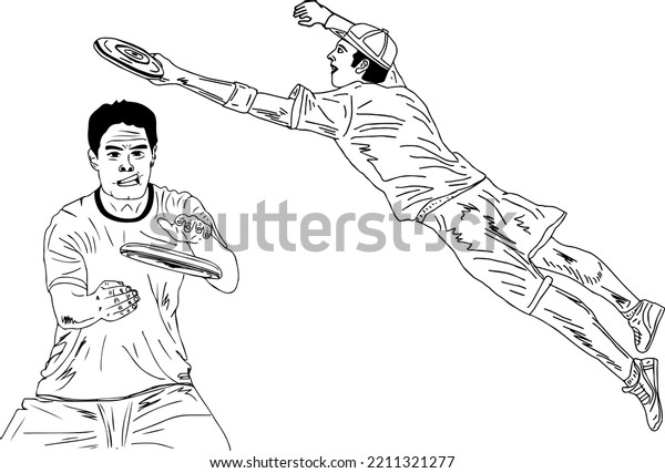 Disk Game Player Sketch Drawing Silhouette Stock Vector (Royalty Free ...