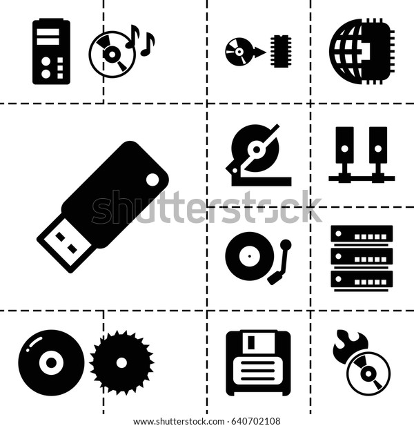 Disk Icon Set 13 Filled Diskicons Stock Vector (Royalty Free) 640702108