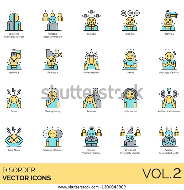 Disorder Icons Including Borderline Antisocial Paranoia Stock Vector ...