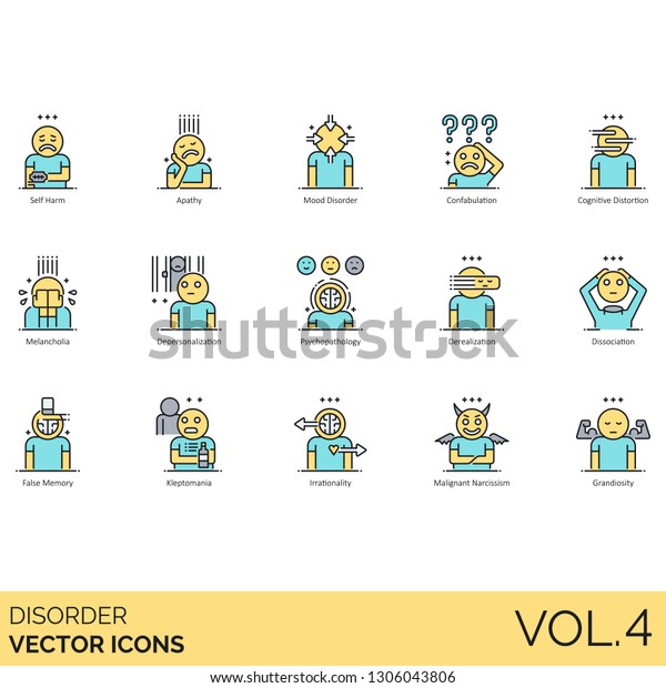 Disorder Icons Including Self Harm Apathy Stock Vector (Royalty Free ...