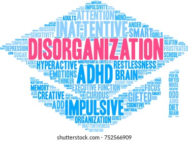 Disorganization Adhd Word Cloud On White Stock Vector (Royalty Free ...