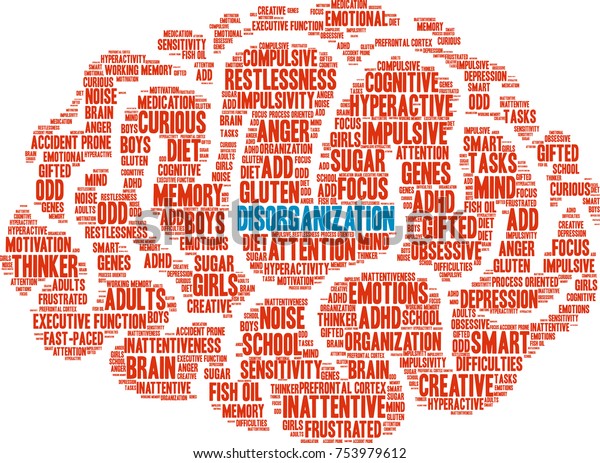 Disorganization Adhd Word Cloud On White Stock Vector (Royalty Free ...