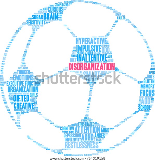 Disorganization Adhd Word Cloud On White Stock Vector (Royalty Free ...