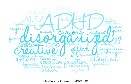 Disorganized Adhd Word Cloud On White Stock Vector (Royalty Free ...
