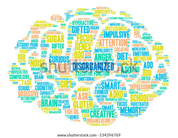Disorganized Adhd Word Cloud On White Stock Vector (Royalty Free ...