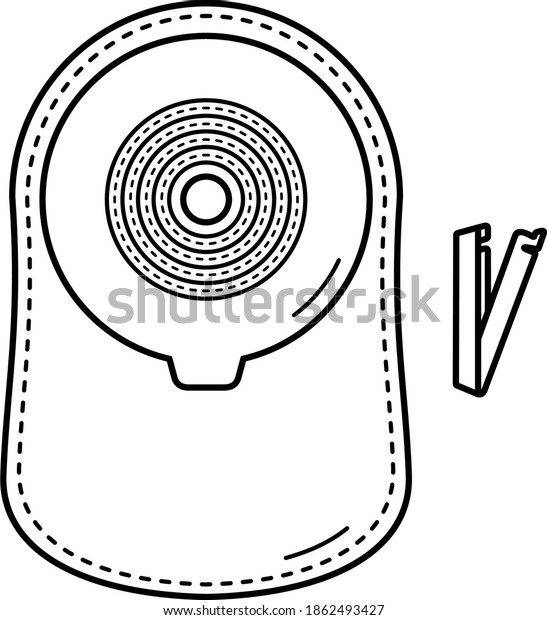 Disposable Colostomy Bag Vector Outline Illustration 库存矢量图（免版税 ...