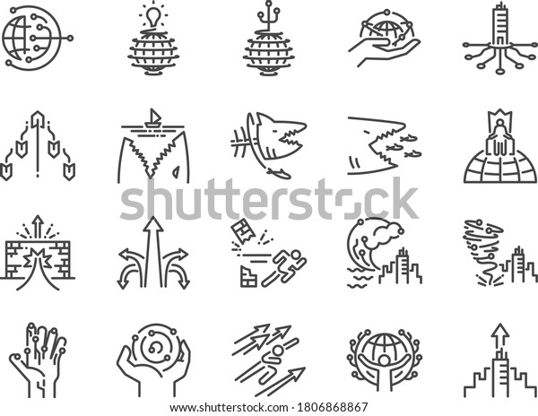 Disruption Line Icon Set Included Icons Stock Vector (Royalty Free ...