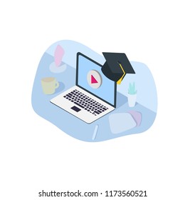 Distance Education Concept Learning Without Leaving Stock Vector ...